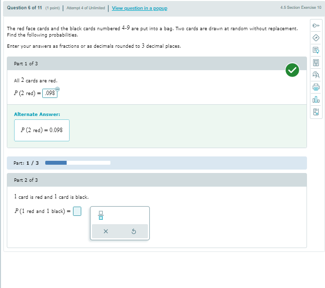 Solved The red face cards and the black cards numbered 4-9 | Chegg.com