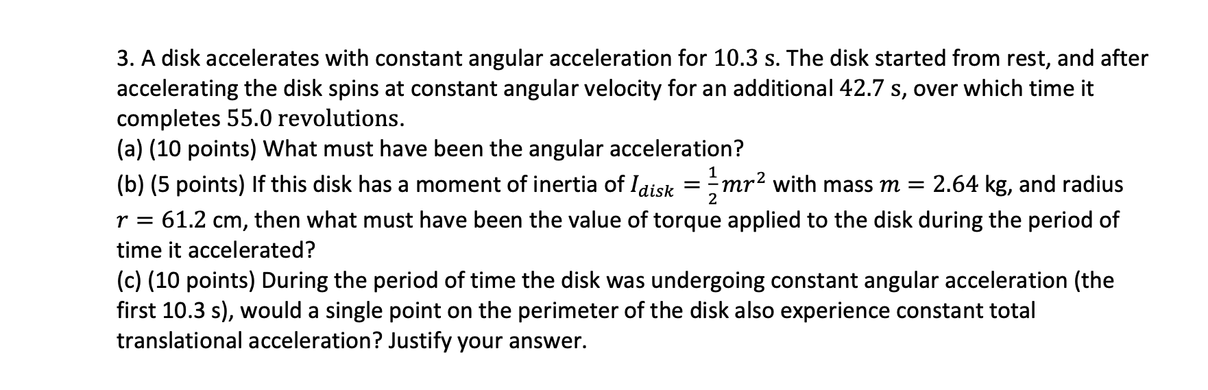 Solved 3. A disk accelerates with constant angular | Chegg.com