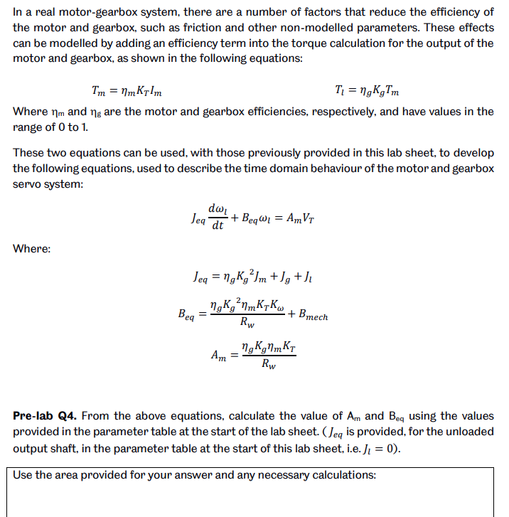 In a real motor-gearbox system, there are a number of | Chegg.com