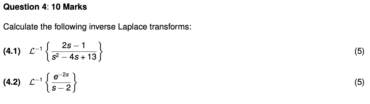 Solved Question 4: 10 Marks Calculate the following inverse | Chegg.com