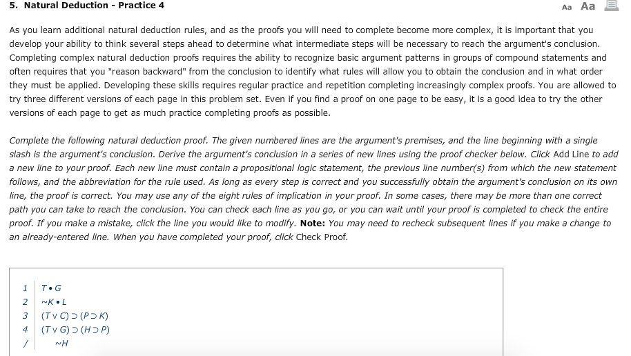 Solved 5. Natural Deduction Practice 4 Aa Aa As you learn | Chegg.com
