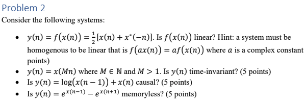 Solved Consider the following systems: - | Chegg.com