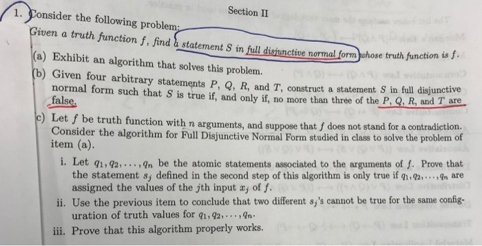 Solved Section II 1. Consider the following problem Given a | Chegg.com