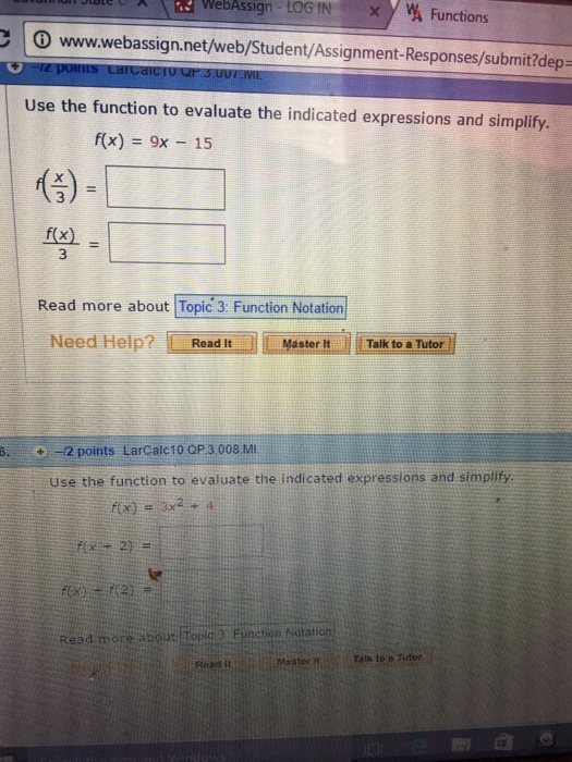 Solved Use the function to evaluate the indicated | Chegg.com