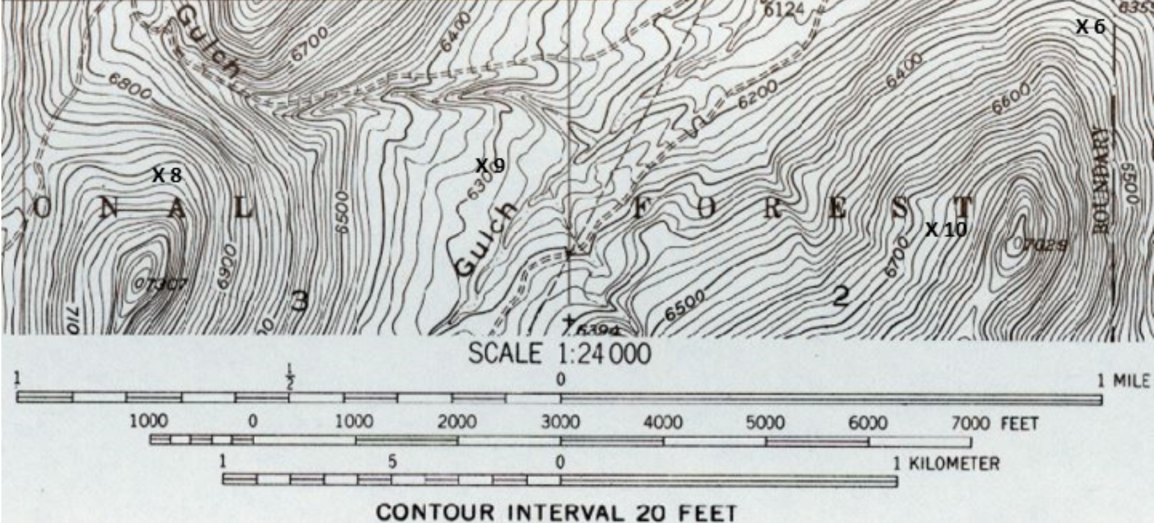 Solved Determine the elevation of each X on the map above | Chegg.com