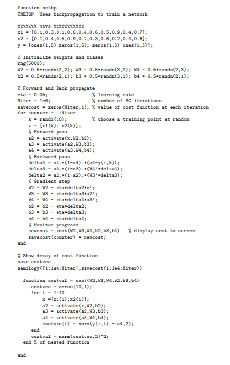 Machine Learning - netbp Take the Matlab code from | Chegg.com