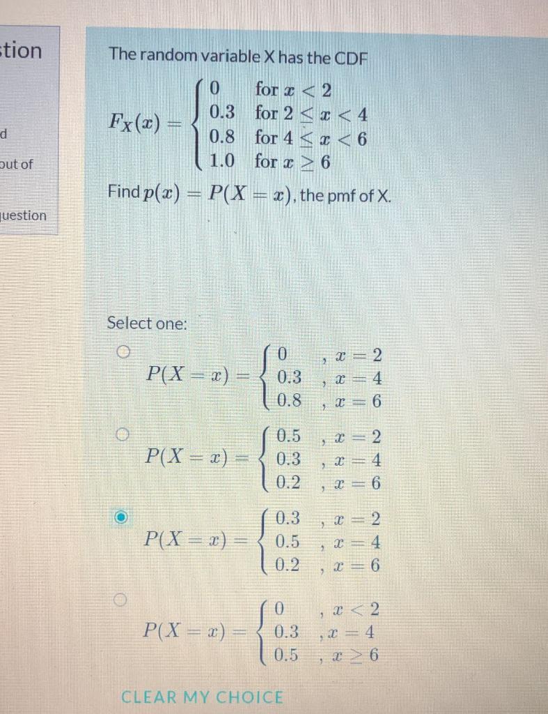 Solved stion The random variable X has the CDF d 0 for I