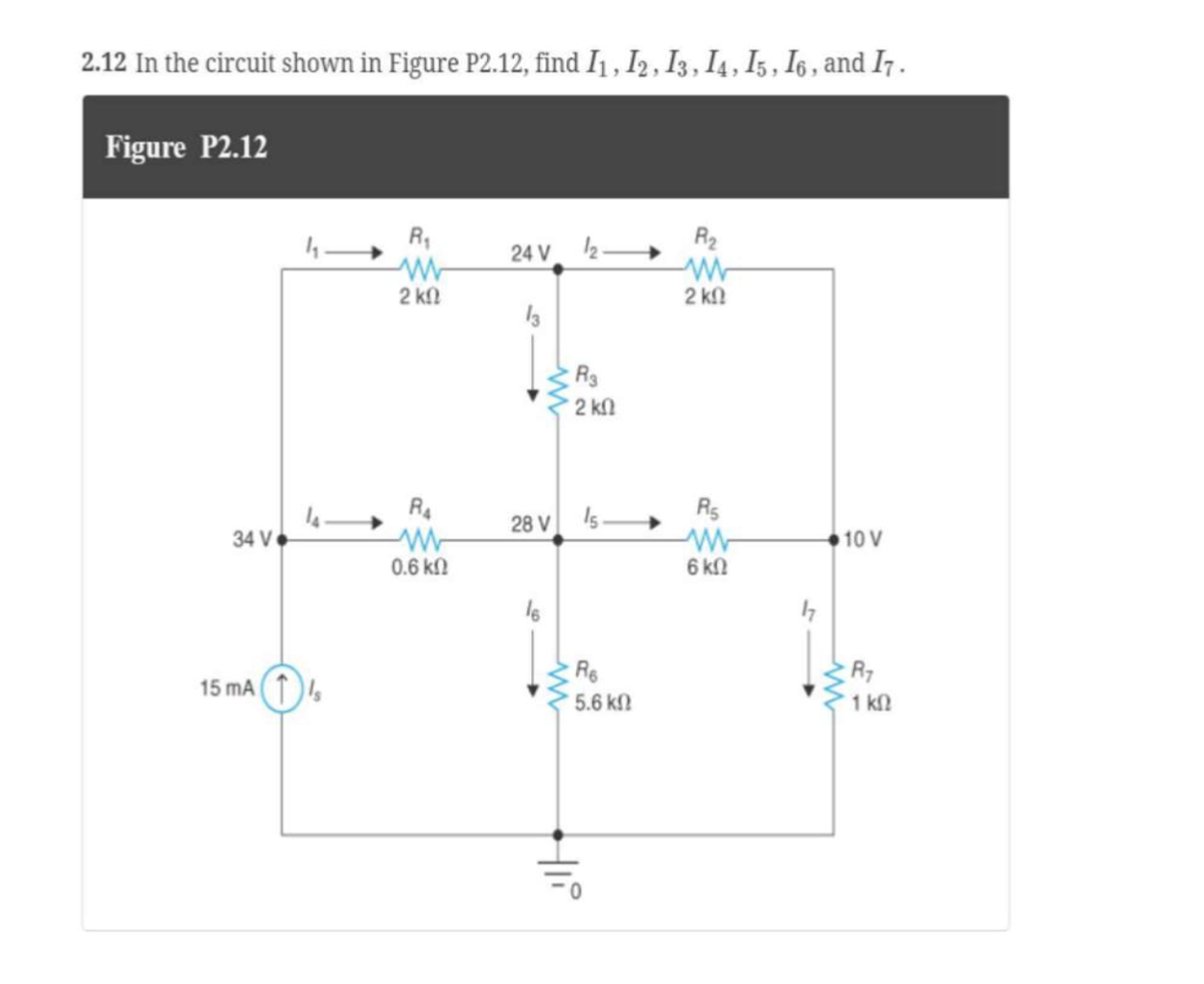 Solved 2.12 ﻿In the circuit shown in Figure P2.12, ﻿find | Chegg.com