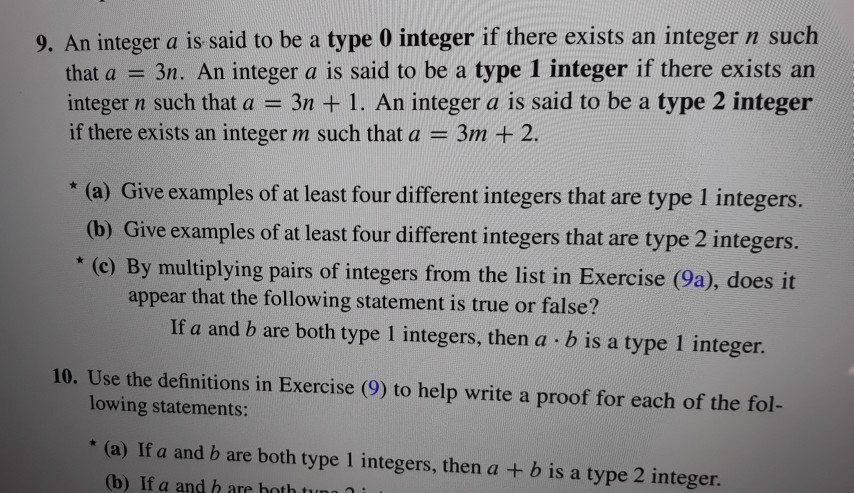 Solved 9. An integer a is said to be a type 0 integer if | Chegg.com