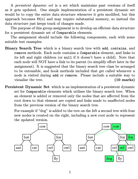 A persistent dynamic set is a set which maintains | Chegg.com