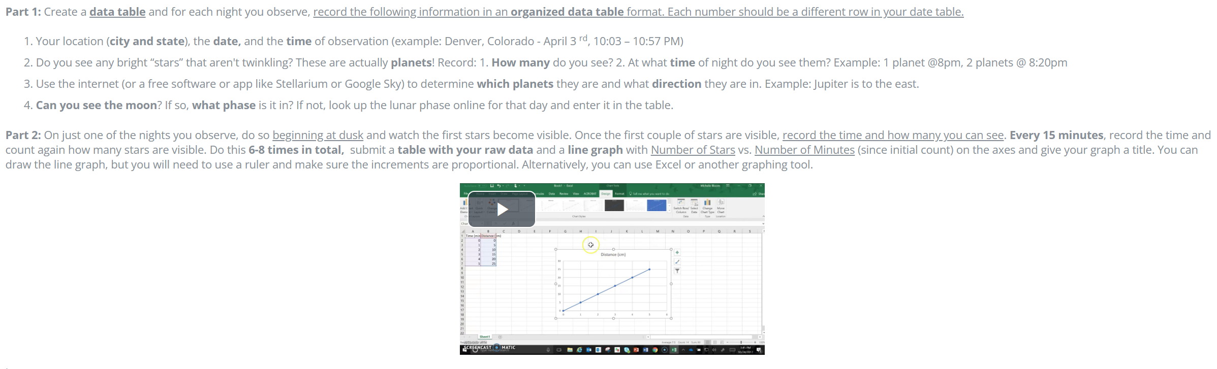 Part 1: Create a data table and for each night you | Chegg.com