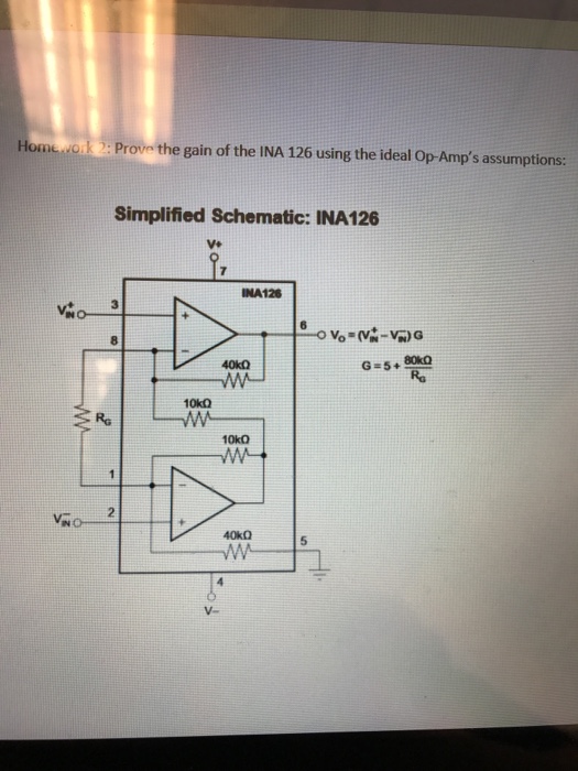 Solved omework2: Prove the gain of the INA 126 using the | Chegg.com