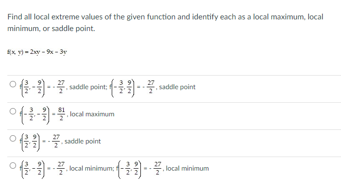 Solved Find all local extreme values of the given function | Chegg.com