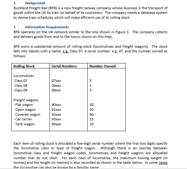 1 Background Buckland Freight Rail (BFR) is a new | Chegg.com