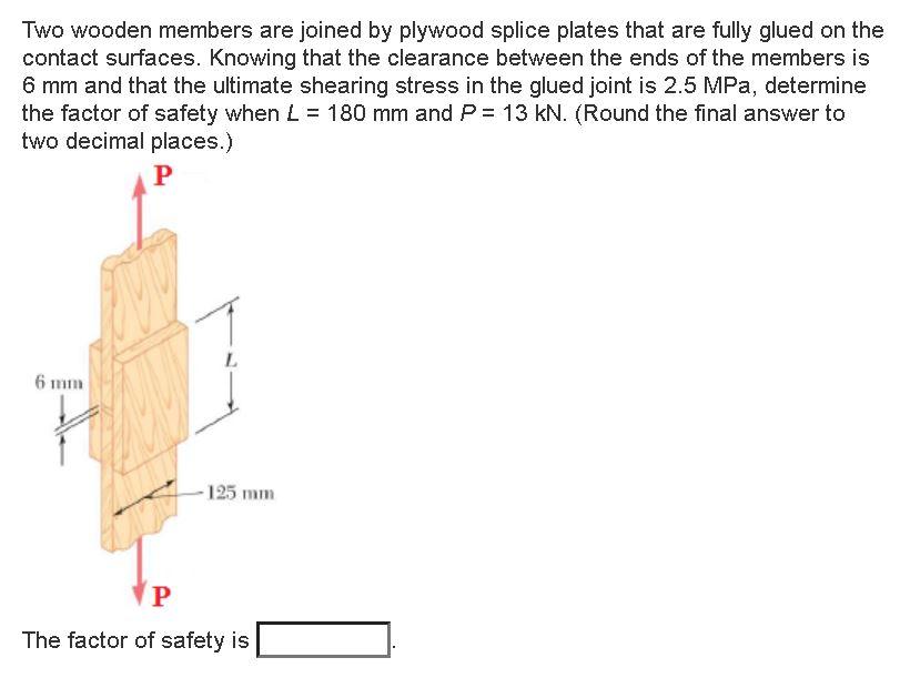 Solved Two wooden members are joined by plywood splice | Chegg.com