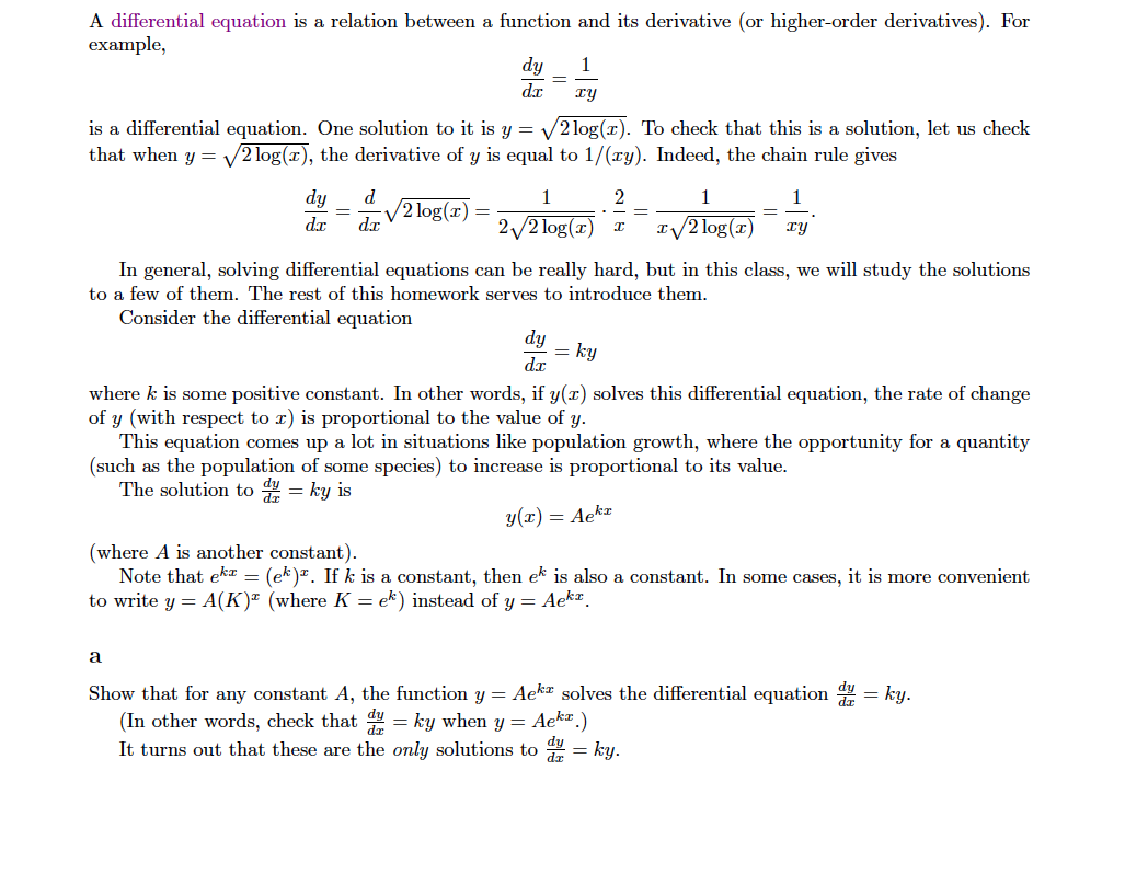 Solved = = A differential equation is a relation between a | Chegg.com