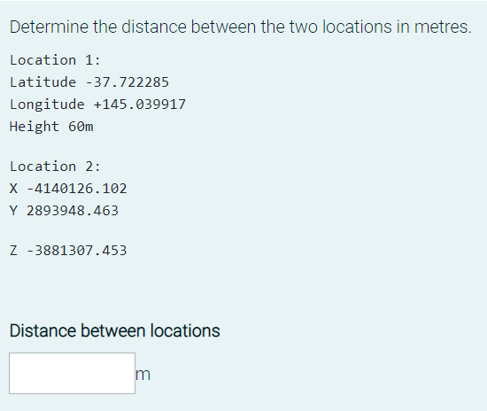 Solved Determine the distance between the two locations in | Chegg.com
