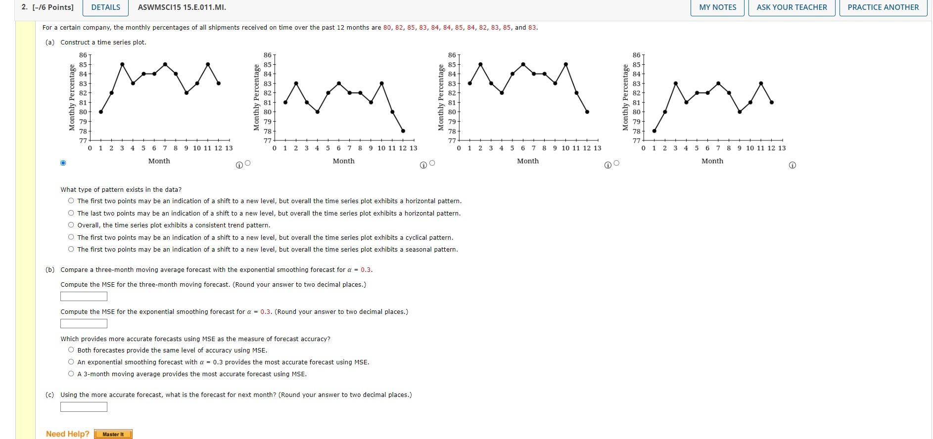 Solved What type of pattern exists in the data? The first | Chegg.com