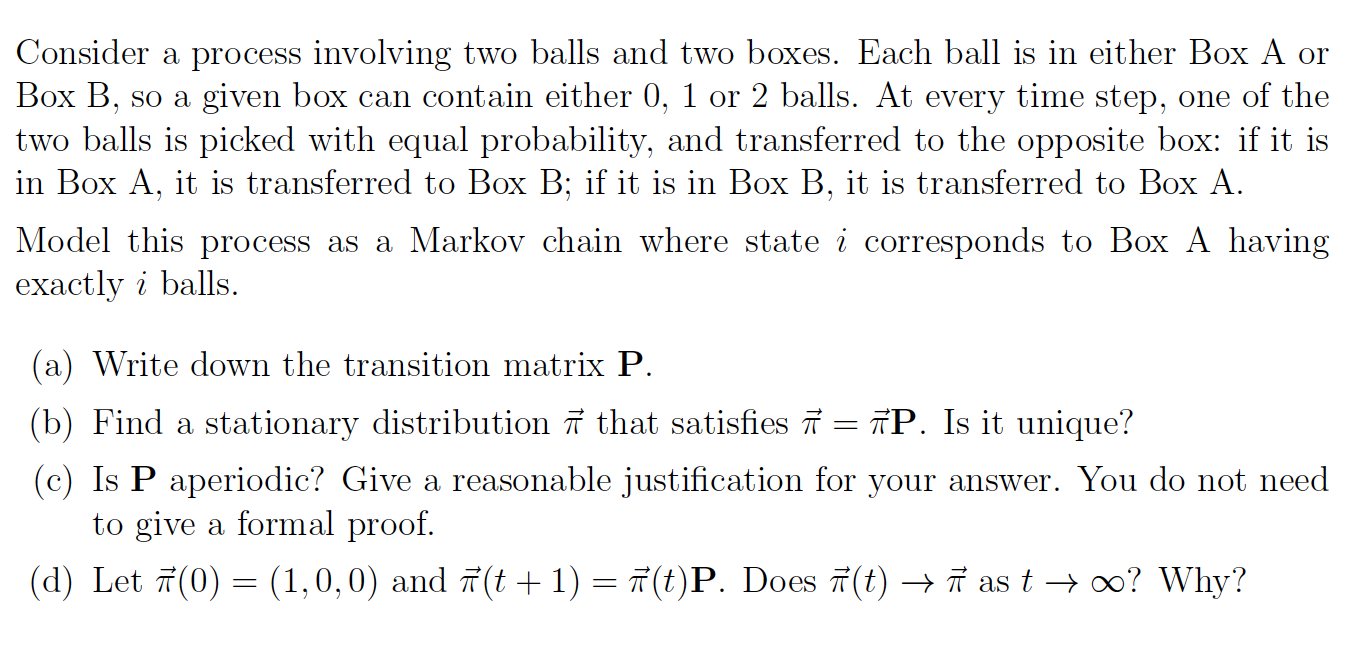 Consider a process involving two balls and two boxes. | Chegg.com