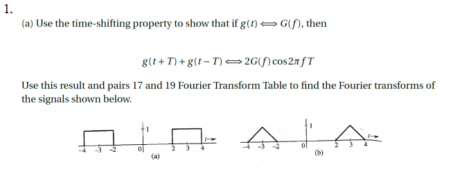 Solved 1 (a) Use the time-shifting property to show that if | Chegg.com