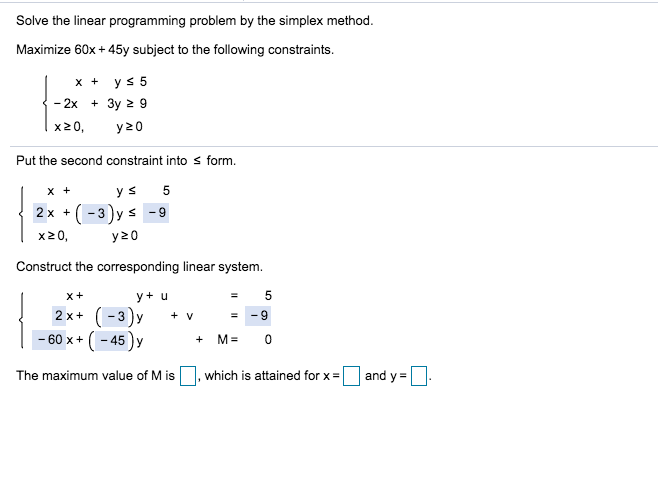 Solved Solve the linear programming problem by the simplex | Chegg.com