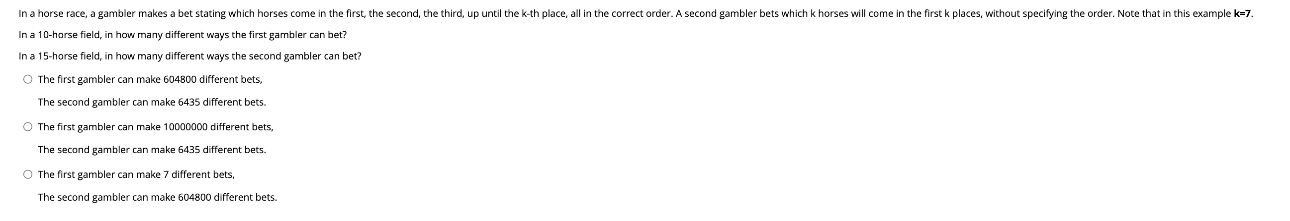 Solved In a 10-horse field, in how many different ways the | Chegg.com