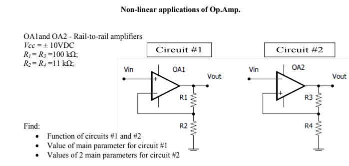 Solved Non-linear applications of Op.Amp. OAland OA2 - | Chegg.com