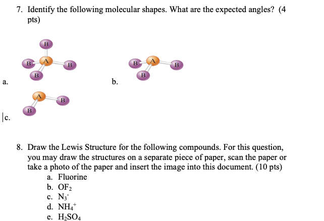Solved 7. Identify the following molecular shapes. What are | Chegg.com