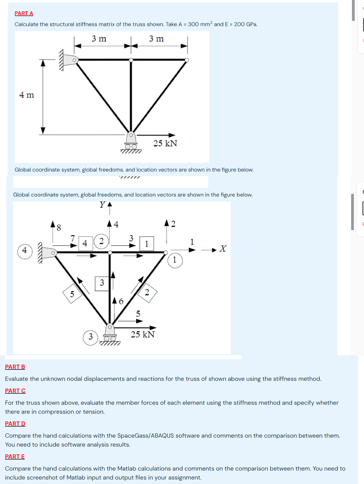 Solved PART ACalculate the structural stiffness matrix of | Chegg.com