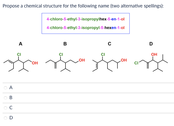 Solved Propose a chemical structure for the following name | Chegg.com