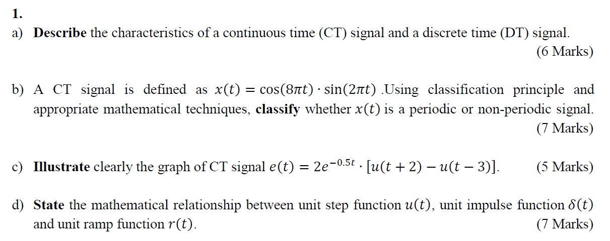 Solved 1. a) Describe the characteristics of a continuous | Chegg.com