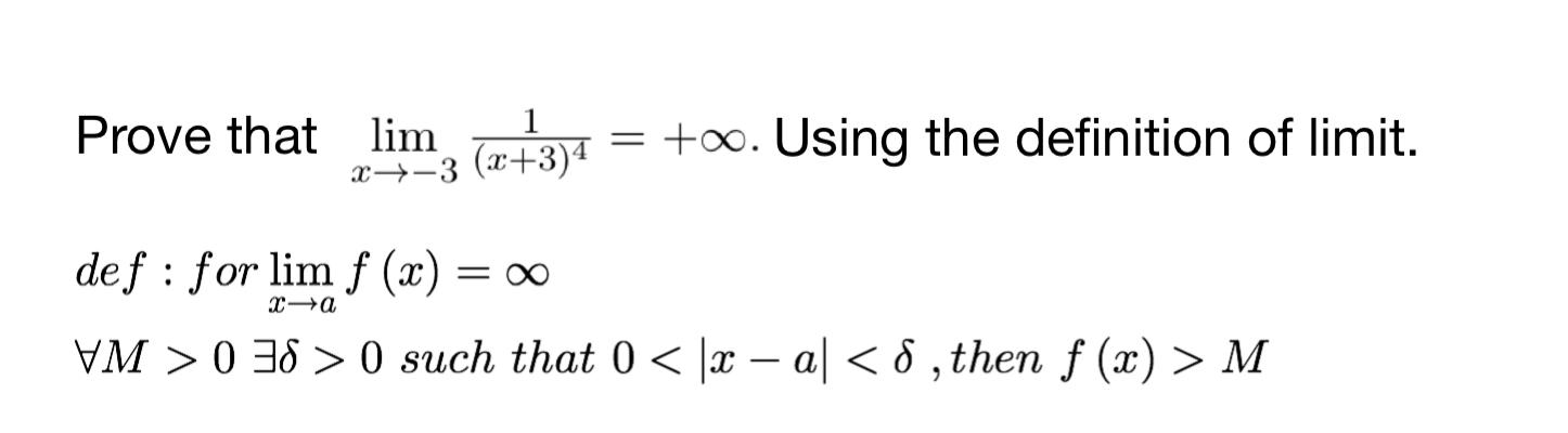 Solved Prove that lim (2+3)* = too. Using the definition of | Chegg.com