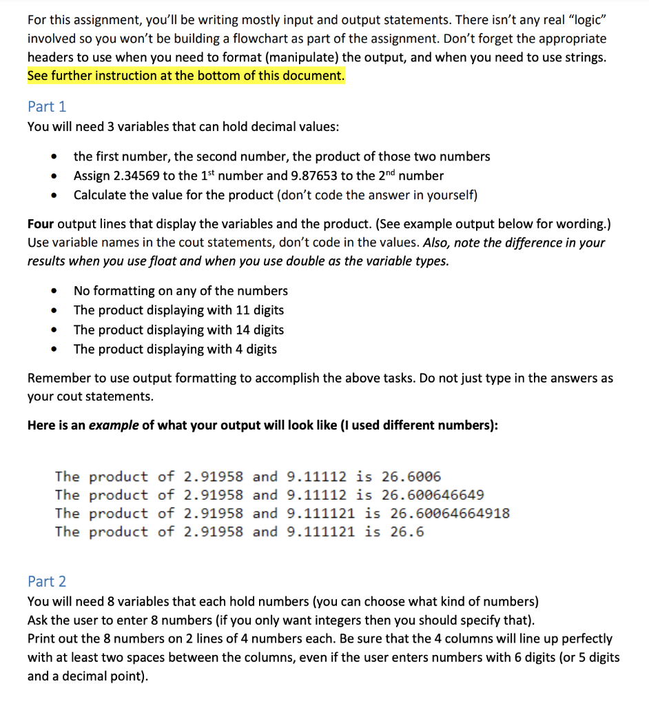 Solved For this assignment, you'll be writing mostly input | Chegg.com