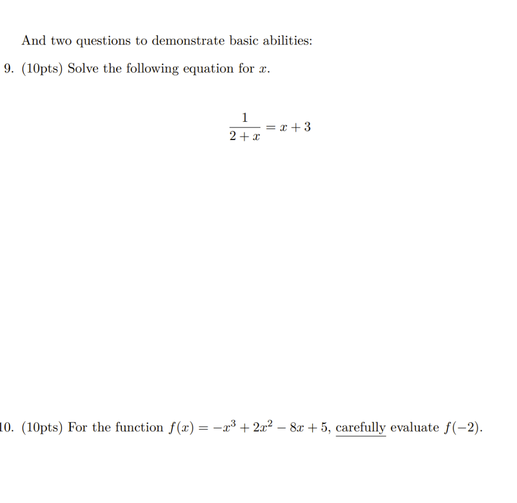 Solved And two questions to demonstrate basic abilities: 9. | Chegg.com