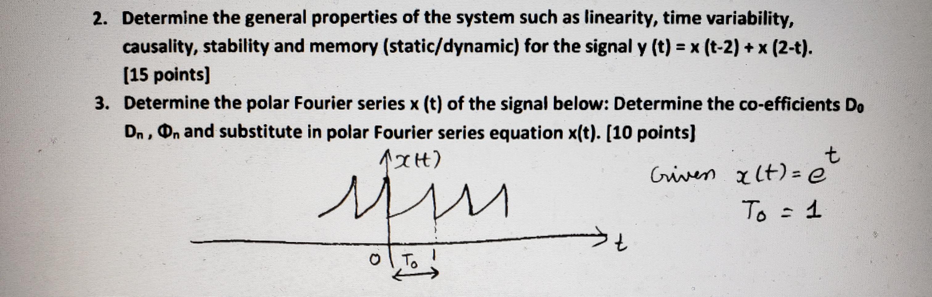 Solved 2. Determine the general properties of the system | Chegg.com