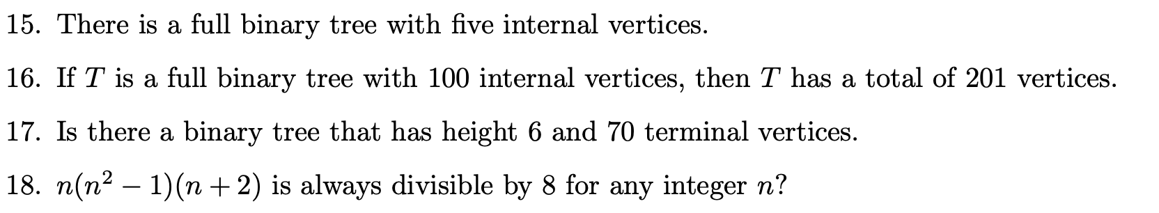 Solved 15. There is a full binary tree with five internal | Chegg.com