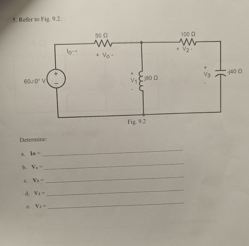 Solved 5. Refer to Fig. 9.2. Determine: | Chegg.com