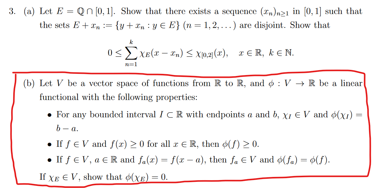 Solved (b) ﻿Let V ﻿be a vector space of functions from R ﻿to | Chegg.com