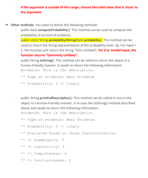 Solved You are provided with a Evidence.java class. This | Chegg.com