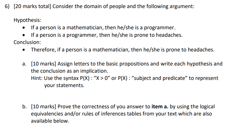 Solved [20 marks total] Consider the domain of people and | Chegg.com