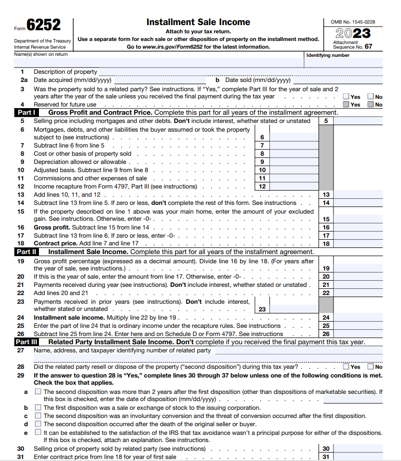 Solved I need assistance filling this Tax form 6252 ﻿out. | Chegg.com