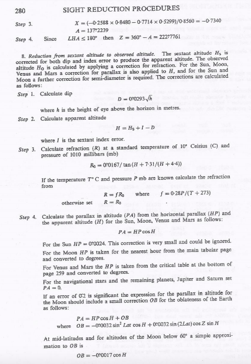 SIGHT REDUCTION PROCEDURES METHODS AND FORMULAE FOR | Chegg.com