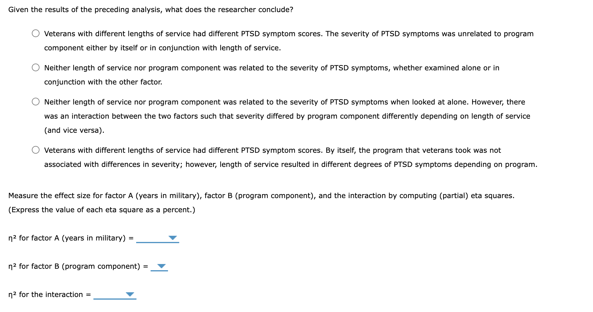 Solved 3 Measuring Effect Size For Two Factor Anova It Is 9580
