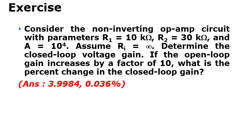Solved Exercise · Consider the non-inverting op-amp circuit | Chegg.com