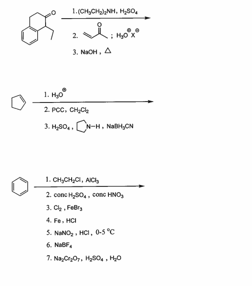 Solved 1.(CH2CH2)2NH, H2SO4 & chinois 3. NaOH , A 1. H30 2. | Chegg.com