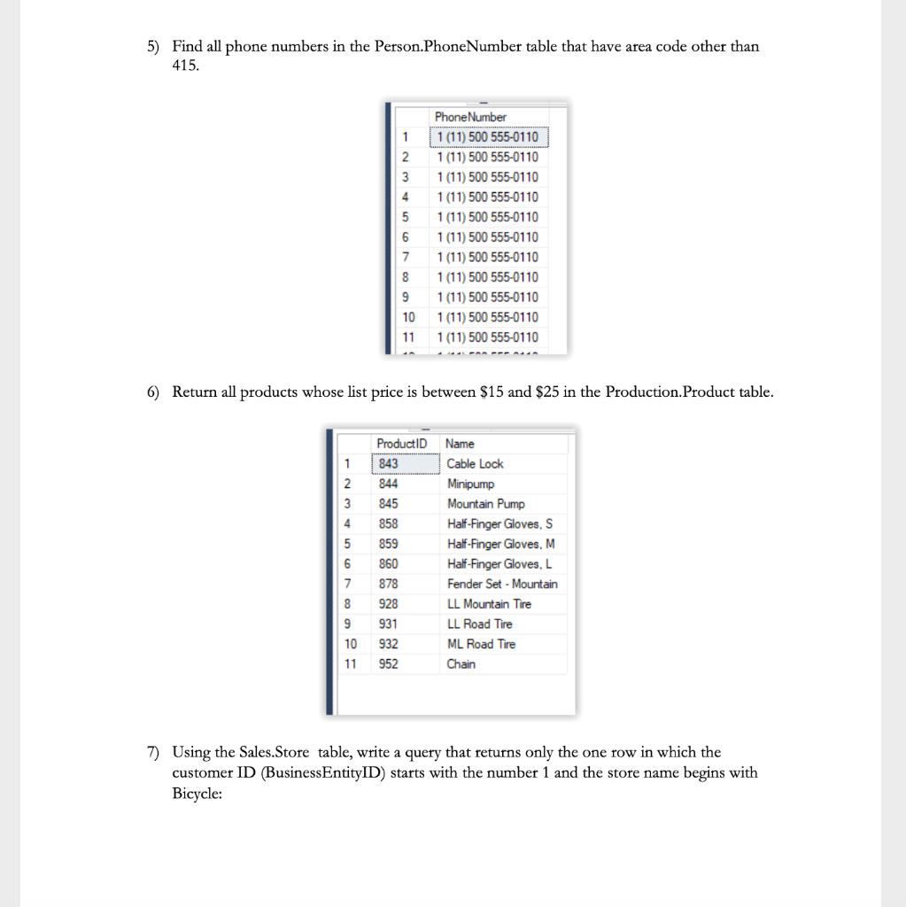 Solved Instructions: Using the AdventureWorks database in | Chegg.com
