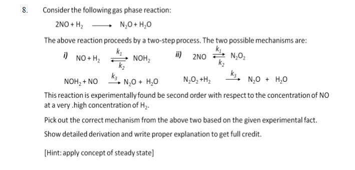Solved Consider the following gas phase reaction: | Chegg.com