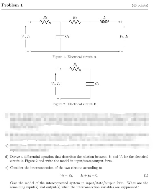 Solved Problem 1 (40 points) R2 R1 +o o+ 1 Vi, I Ci V2, I | Chegg.com