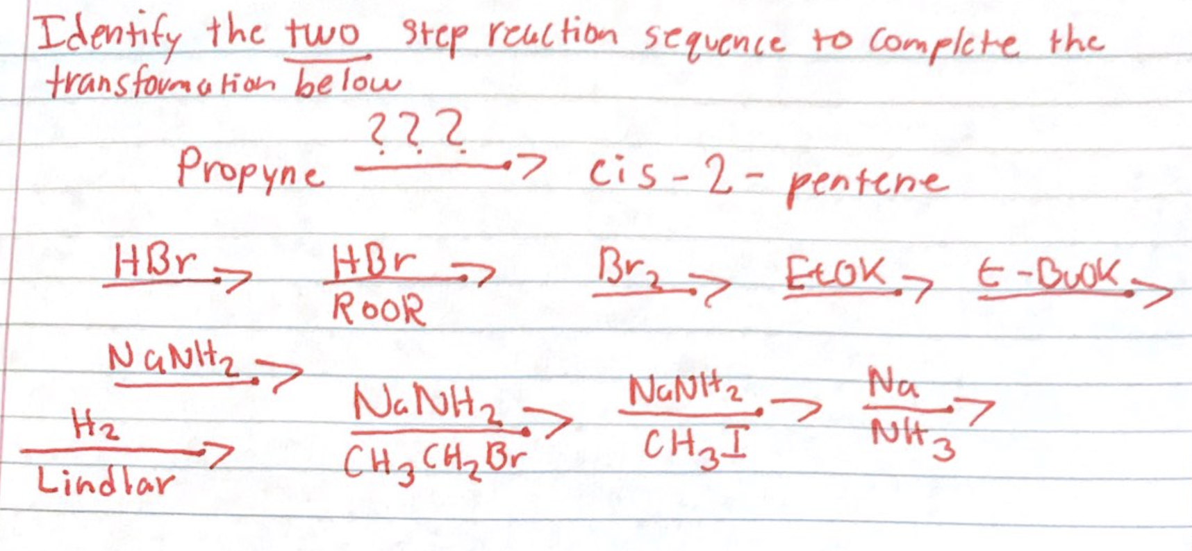 Solved Identify the TWO step reaction sequence to complete | Chegg.com