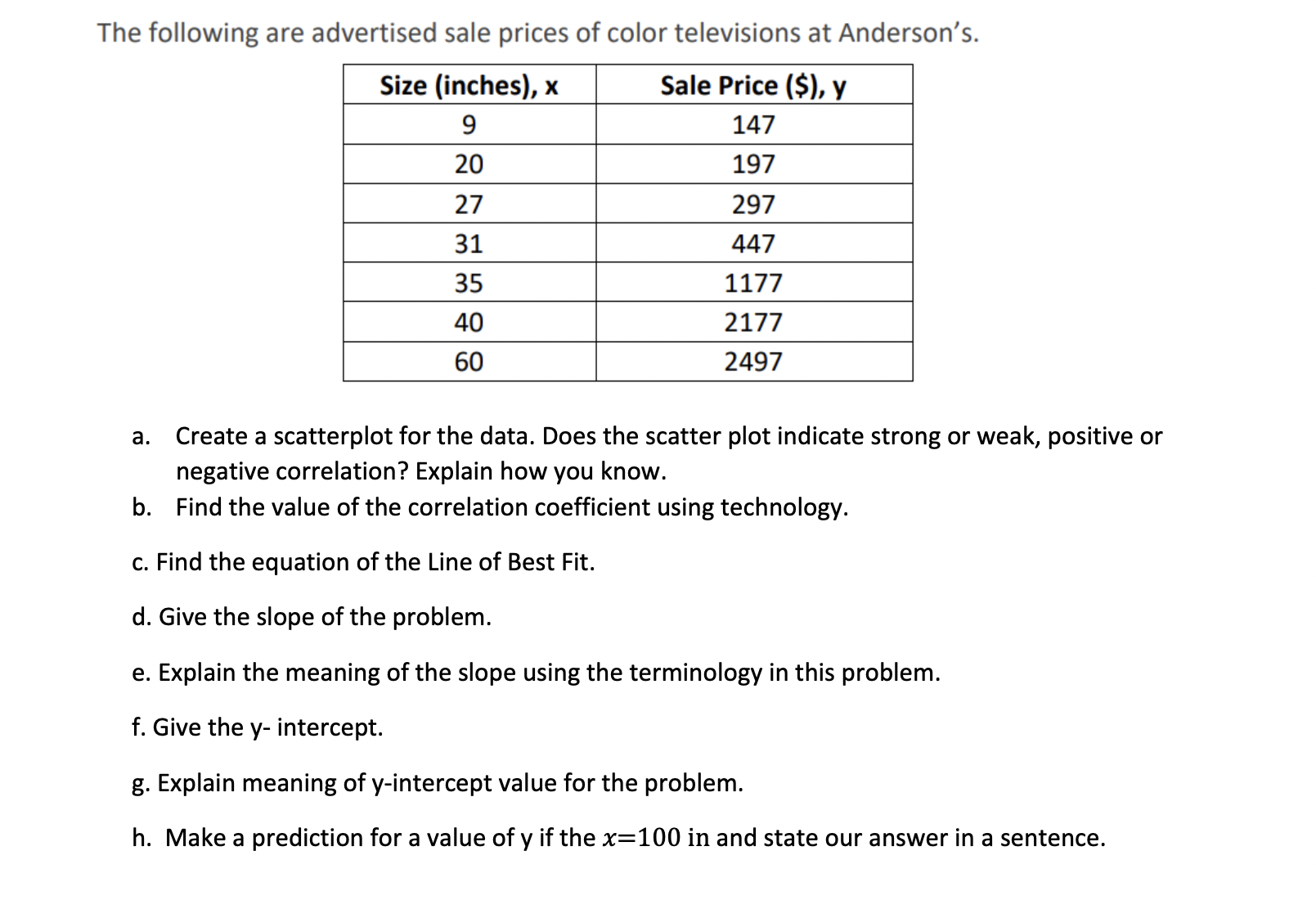 Solved The following are advertised sale prices of color | Chegg.com